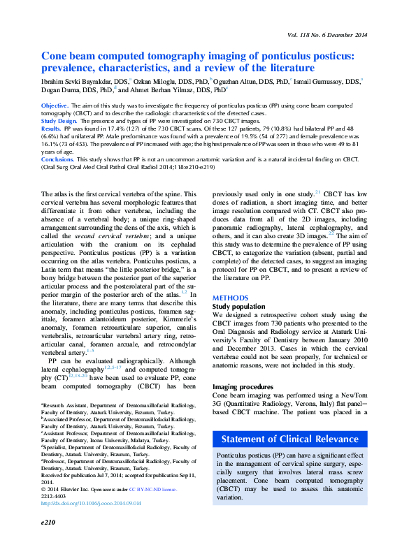 (PDF) Cone beam computed tomography imaging of ponticulus posticus ...