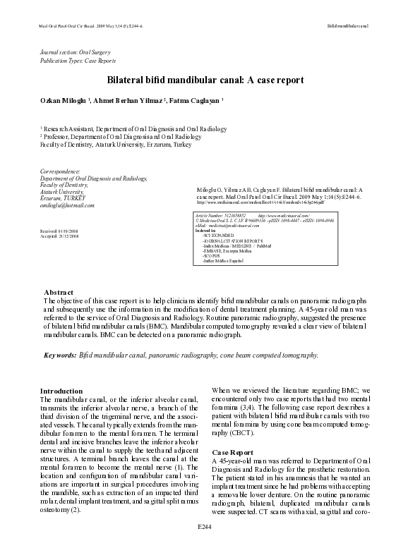 (PDF) Bilateral bifid mandibular canal: A case report