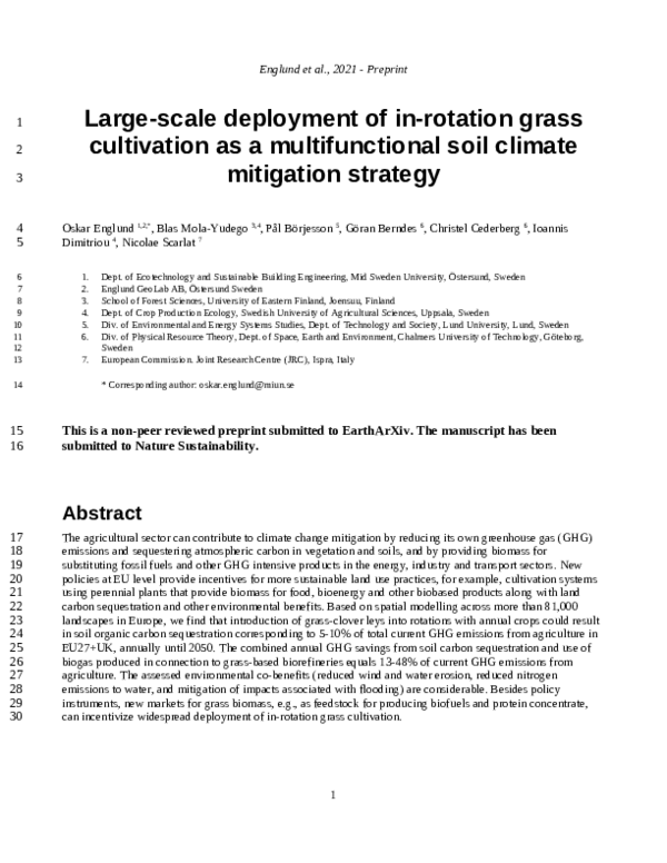 (PDF) Large-scale deployment of in-rotation grass cultivation as a ...