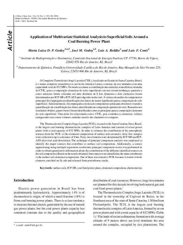 (PDF) Application of multivariate statistical analysis to superficial ...
