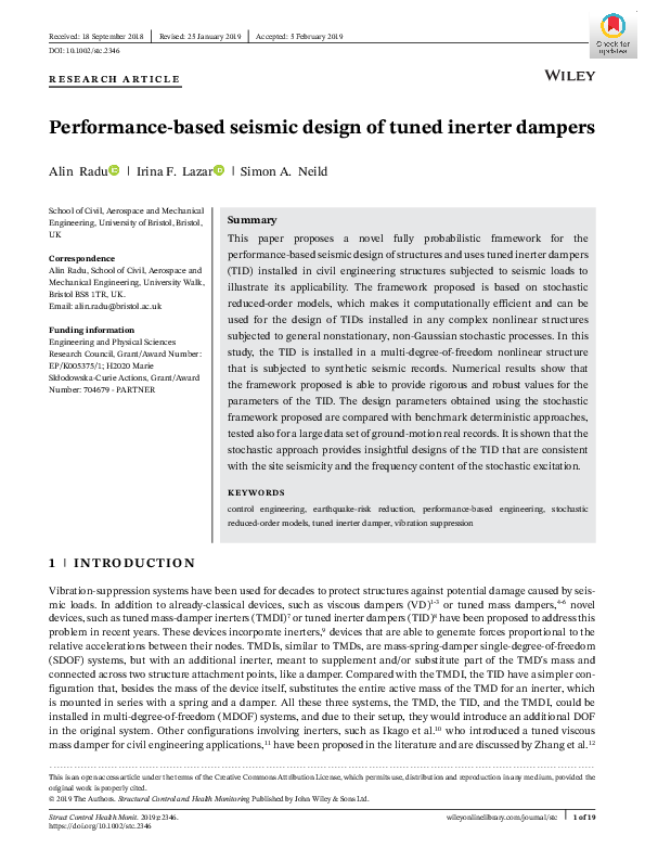 (PDF) Performance‐based seismic design of tuned inerter dampers