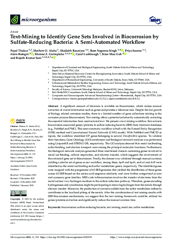 (PDF) Text-Mining to Identify Gene Sets Involved in Biocorrosion by Sulfate-Reducing Bacteria: A ...