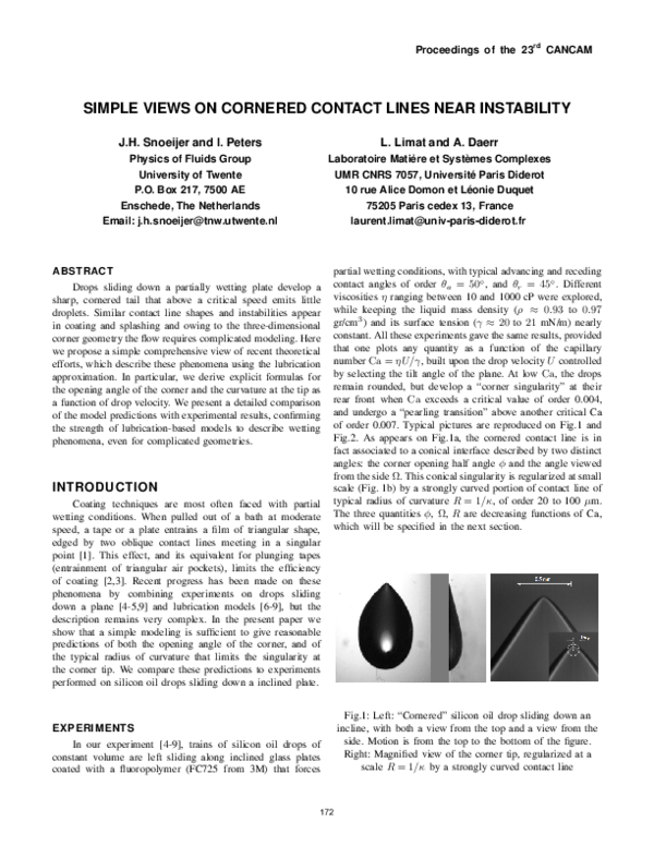 (PDF) Simple Views on Cornered Contact Lines Near Instability