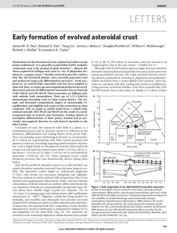 (PDF) Early formation of evolved asteroidal crust