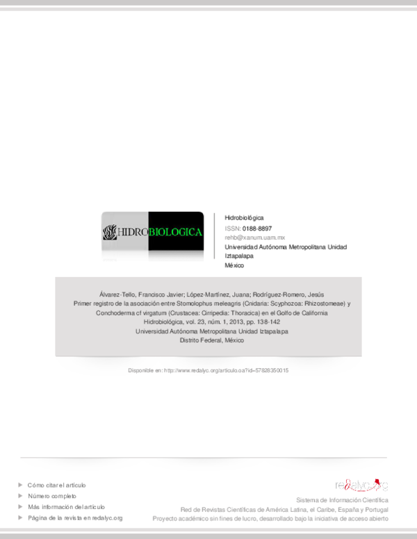 (PDF) Primer registro de la asociación entre Stomolophus meleagris ...