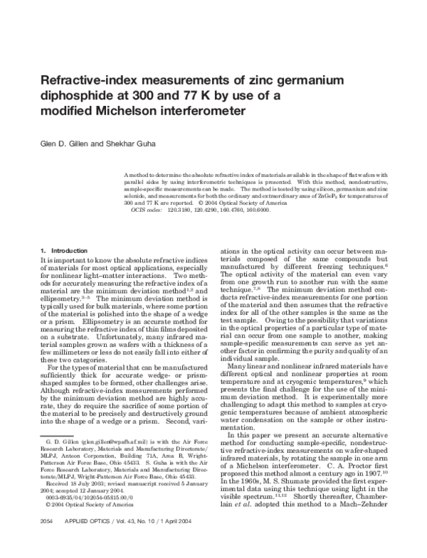(PDF) Refractive-index measurements of zinc germanium diphosphide at ...