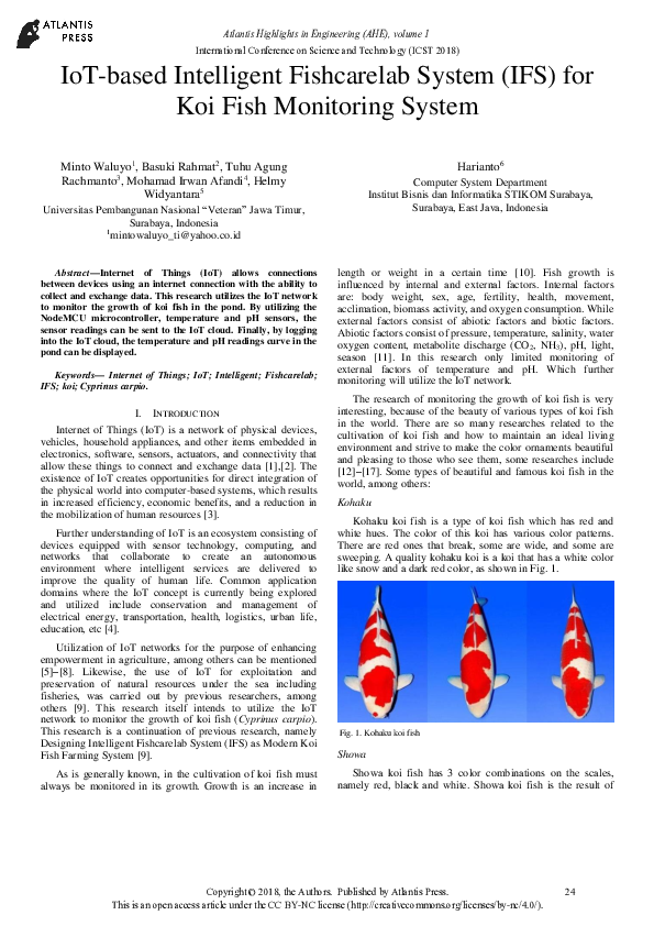 (PDF) IoT-based Intelligent Fishcarelab System (IFS) for Koi Fish ...