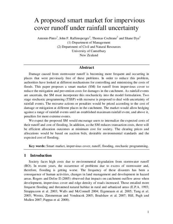 (PDF) A Proposed Smart Market for Impervious Cover Runoff under ...