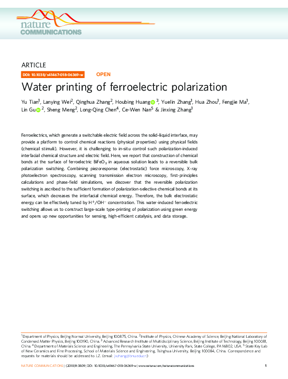 (PDF) Water printing of ferroelectric polarization