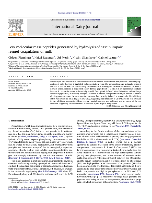 (PDF) Low molecular mass peptides generated by hydrolysis of casein ...