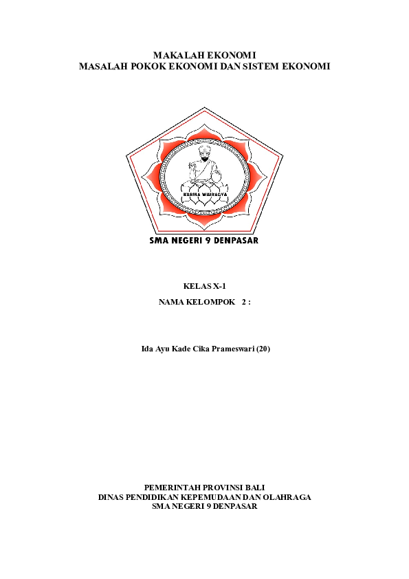 (DOC) Makalah tentang Masalah Pokok Ekonomi dan Sistem Ekonomi