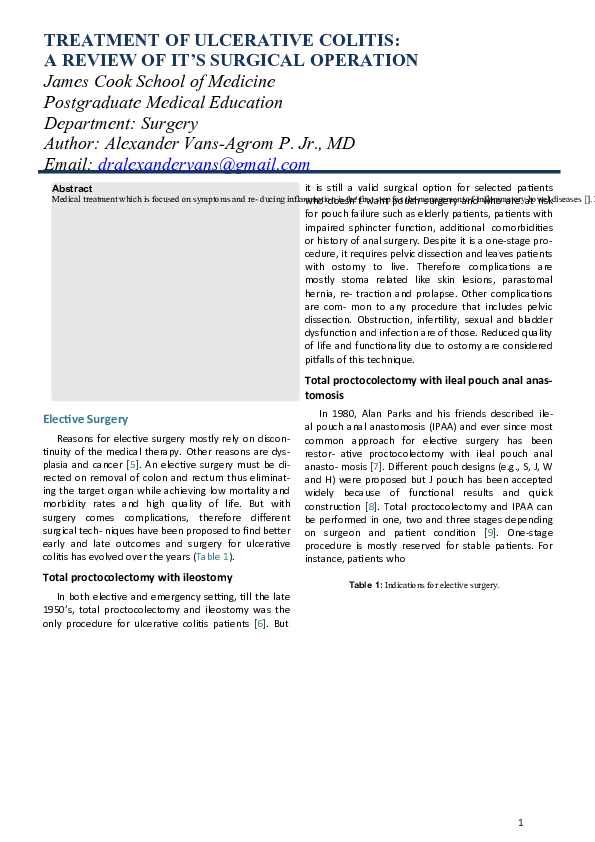 (DOC) TREATMENT OF ULCERATIVE COLITIS: A REVIEW OF IT’S SURGICAL OPERATION