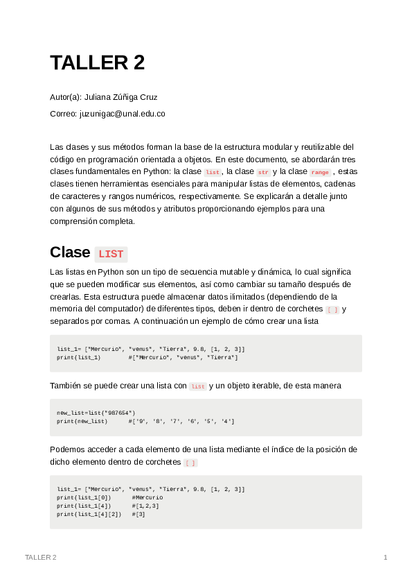 (PDF) Explicación clase LIST, STR Y RANGE en python | Juliana Zuñiga ...