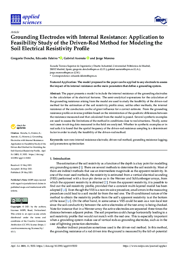 (PDF) Grounding Electrodes with Internal Resistance: Application to ...