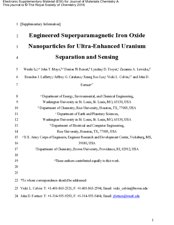 (PDF) Engineered superparamagnetic iron oxide nanoparticles for ultra ...