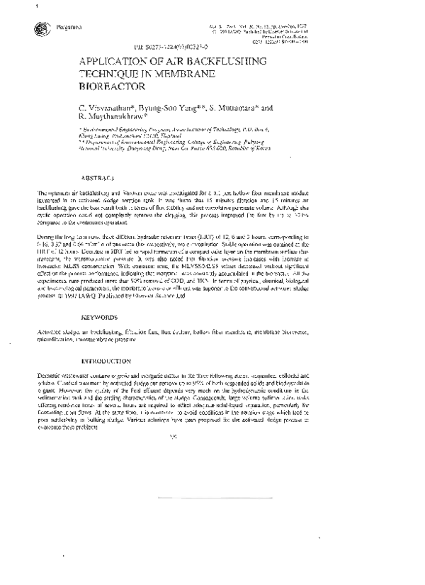 (PDF) Optimizing Air Backflushing in Membrane Bioreactors