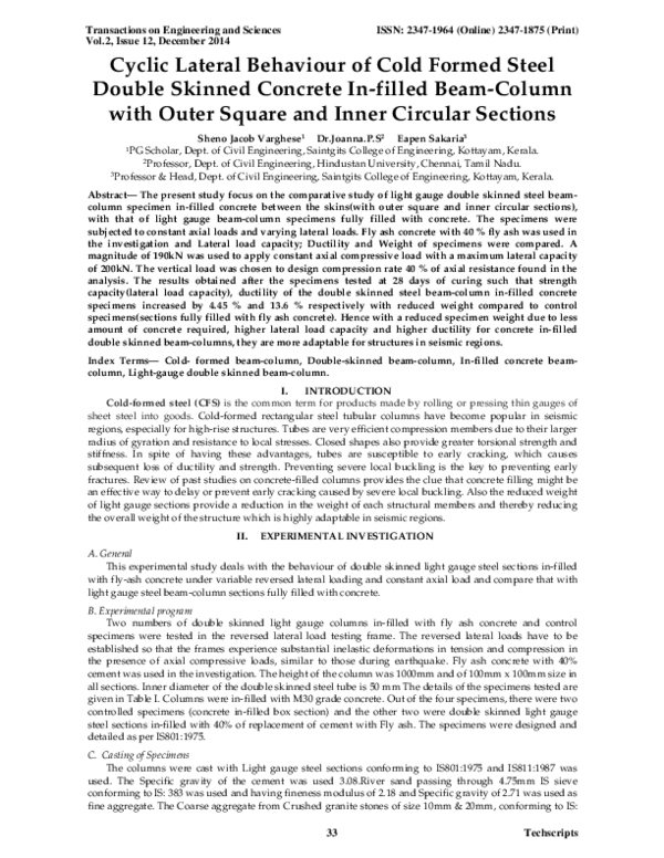 (PDF) Cyclic Lateral Behaviour Of Cold Formed Steel Double Skinned ...