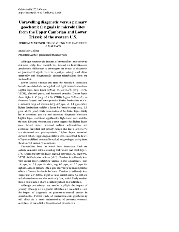 (PDF) Unravelling diagenetic versus primary geochemical signals in ...