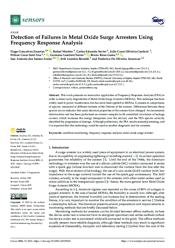 (PDF) Detection of Failures in Metal Oxide Surge Arresters Using ...