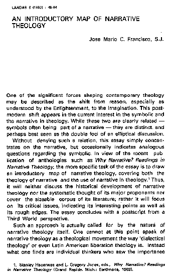 (PDF) An Introductory Map of Narrative Theology