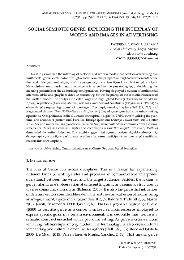 (PDF) Social semiotic genre: exploring the interplay of words and ...