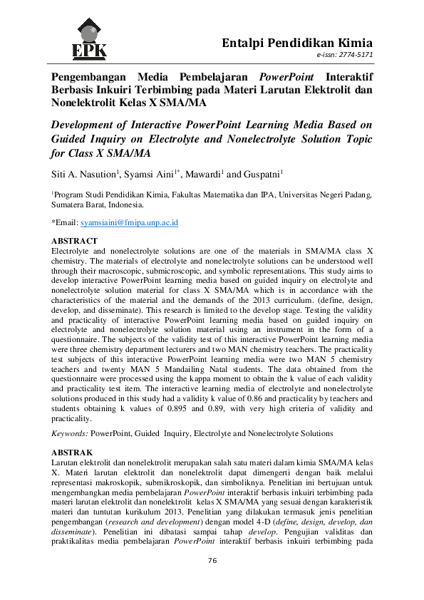 (PDF) Pengembangan Media Pembelajaran PowerPoint Interaktif Berbasis Inkuiri Terbimbing pada ...