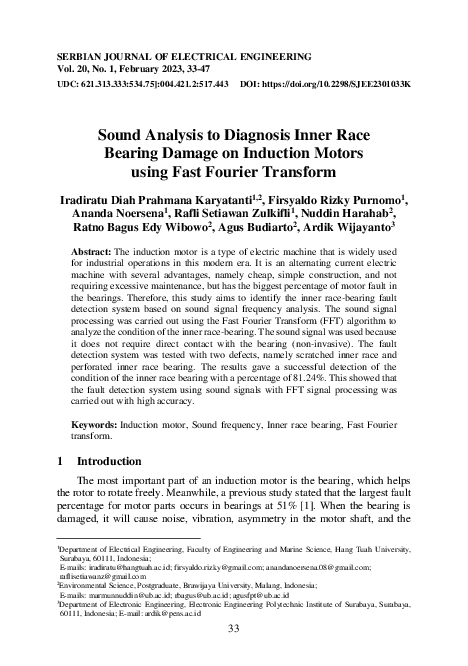 (PDF) Sound analysis to diagnosis inner race bearing damage on induction motors using fast ...