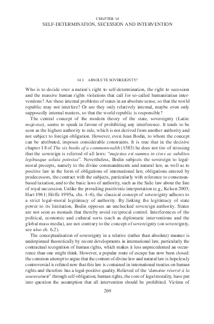 (PDF) Self-determination, secession and intervention