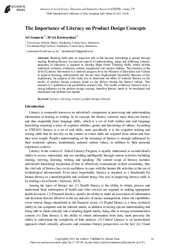 (PDF) The Importance of Literacy on Product Design Concepts