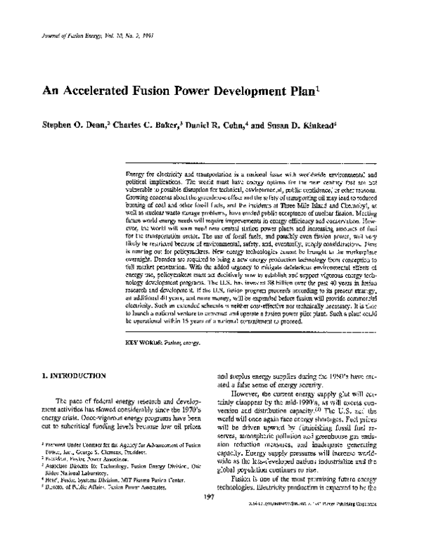 (PDF) An accelerated fusion power development plan