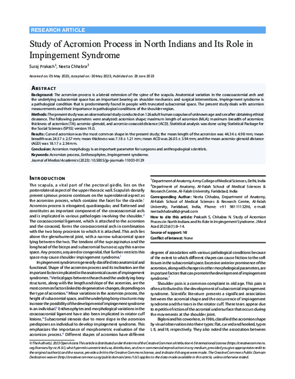 (PDF) Study of Acromion Process in North Indians and Its Role in ...