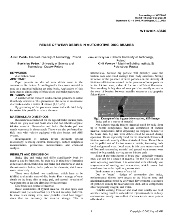(PDF) Reuse of Wear Debris in Automotive Disc Brakes