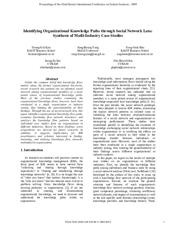 (PDF) Identifying Organizational Knowledge Paths through Social Network Lens: Synthesis of Multi ...