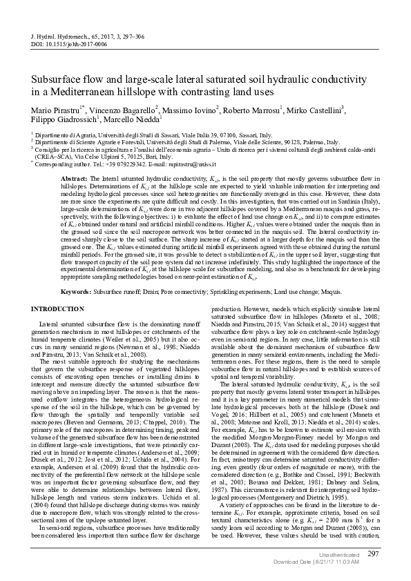 (PDF) Subsurface flow and large-scale lateral saturated soil hydraulic ...