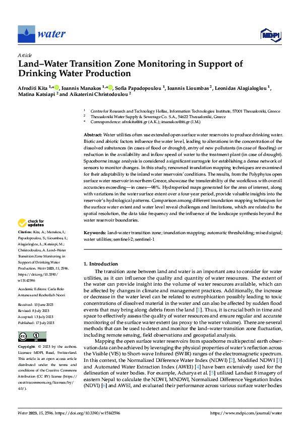 (PDF) Land–Water Transition Zone Monitoring in Support of Drinking Water Production | Afroditi ...