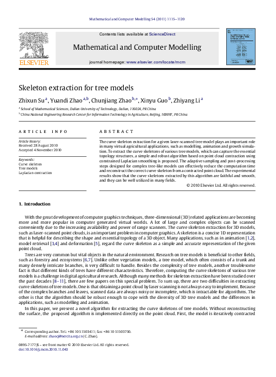 Pdf Skeleton Extraction For Tree Models