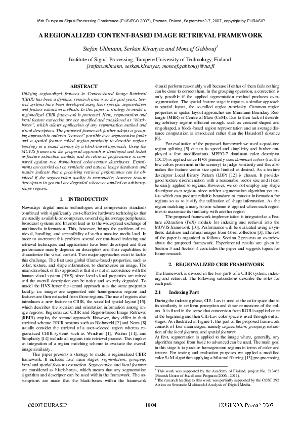 (PDF) A regionalized content-based image retrieval framework | Moncef Gabbouj - Academia.edu