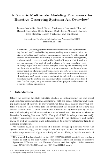 Pdf A Generic Multi Scale Modeling Framework For Reactive Observing