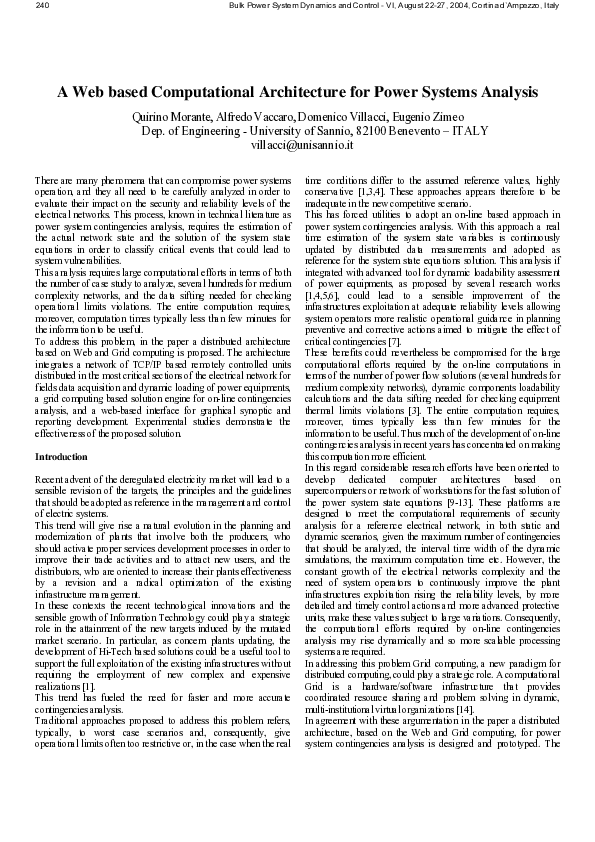 (PDF) A Web based Computational Architecture for Power System Analysis