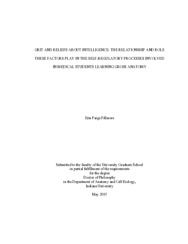 (PDF) Grit and beliefs about intelligence: The relationship and role these factors play in the ...