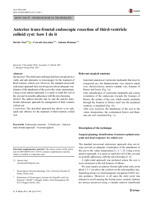 (PDF) Anterior trans-frontal endoscopic resection of third-ventricle ...