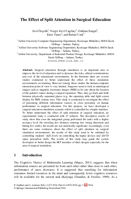(PDF) The Effect of Split Attention in Surgical Education | Gökhan ...