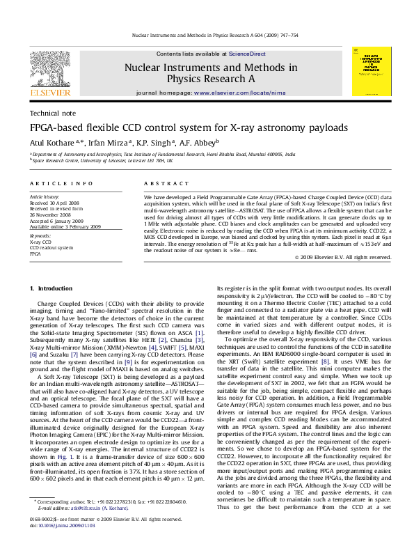 Pdf Fpga Based Flexible Ccd Control System For X Ray Astronomy