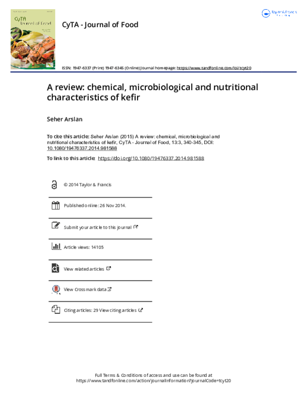 (PDF) A review: chemical, microbiological and nutritional characteristics of kefir
