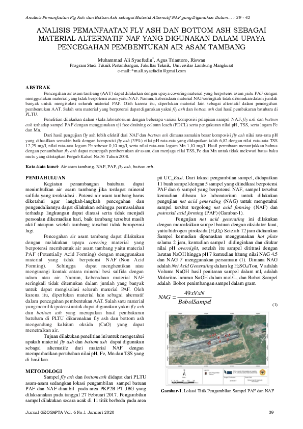 (PDF) Analisis Pemanfaatan Fly Ash Dan Bottom Ash Sebagai Material Alternatif Naf Yang Digunakan ...