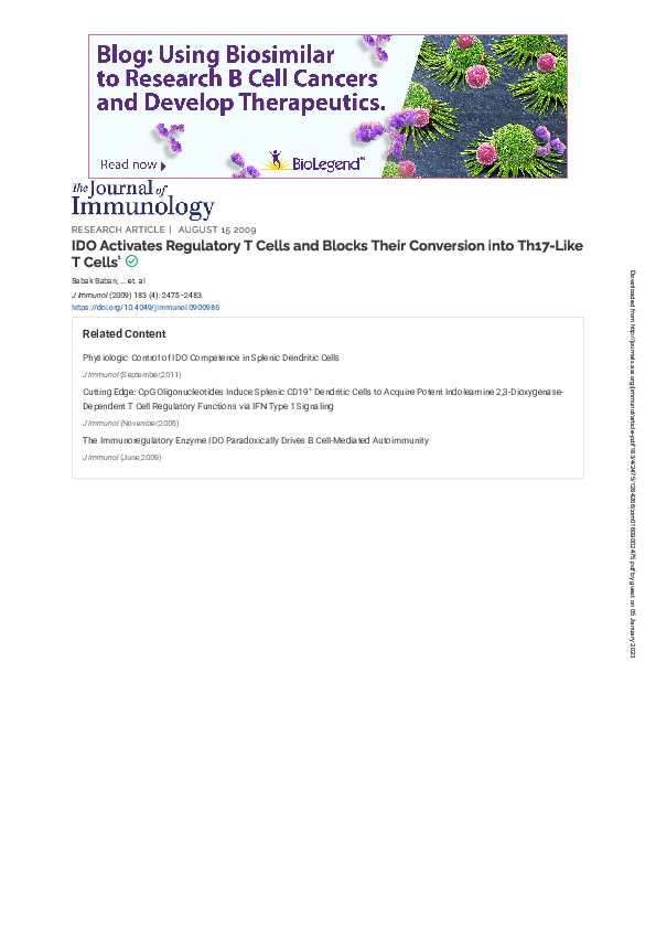(PDF) IDO Activates Regulatory T Cells and Blocks Their Conversion into ...