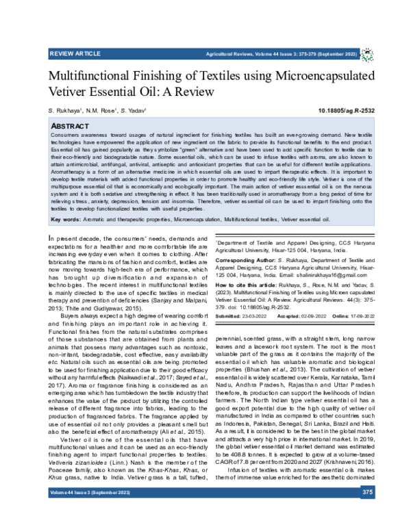 (PDF) Multifunctional Finishing of Textiles using Microencapsulated ...