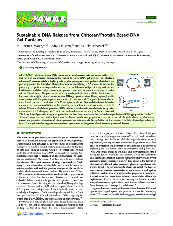 (PDF) Sustainable DNA Release from Chitosan/Protein Based-DNA Gel Particles