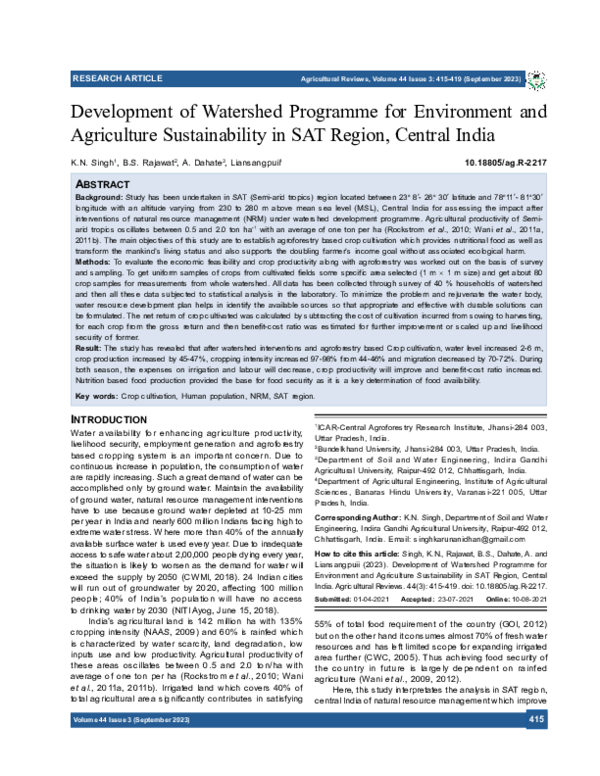 (PDF) Development of Watershed Programme for Environment and ...