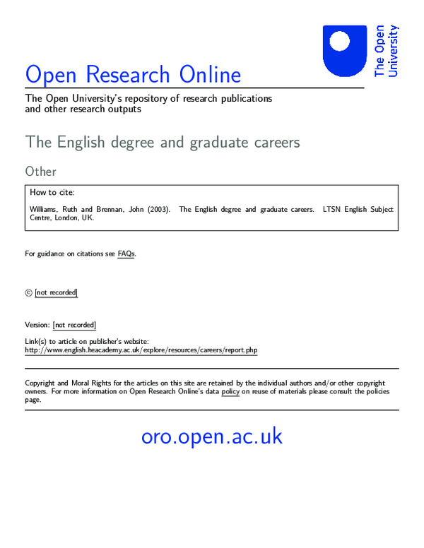 (PDF) The English degree and graduate careers